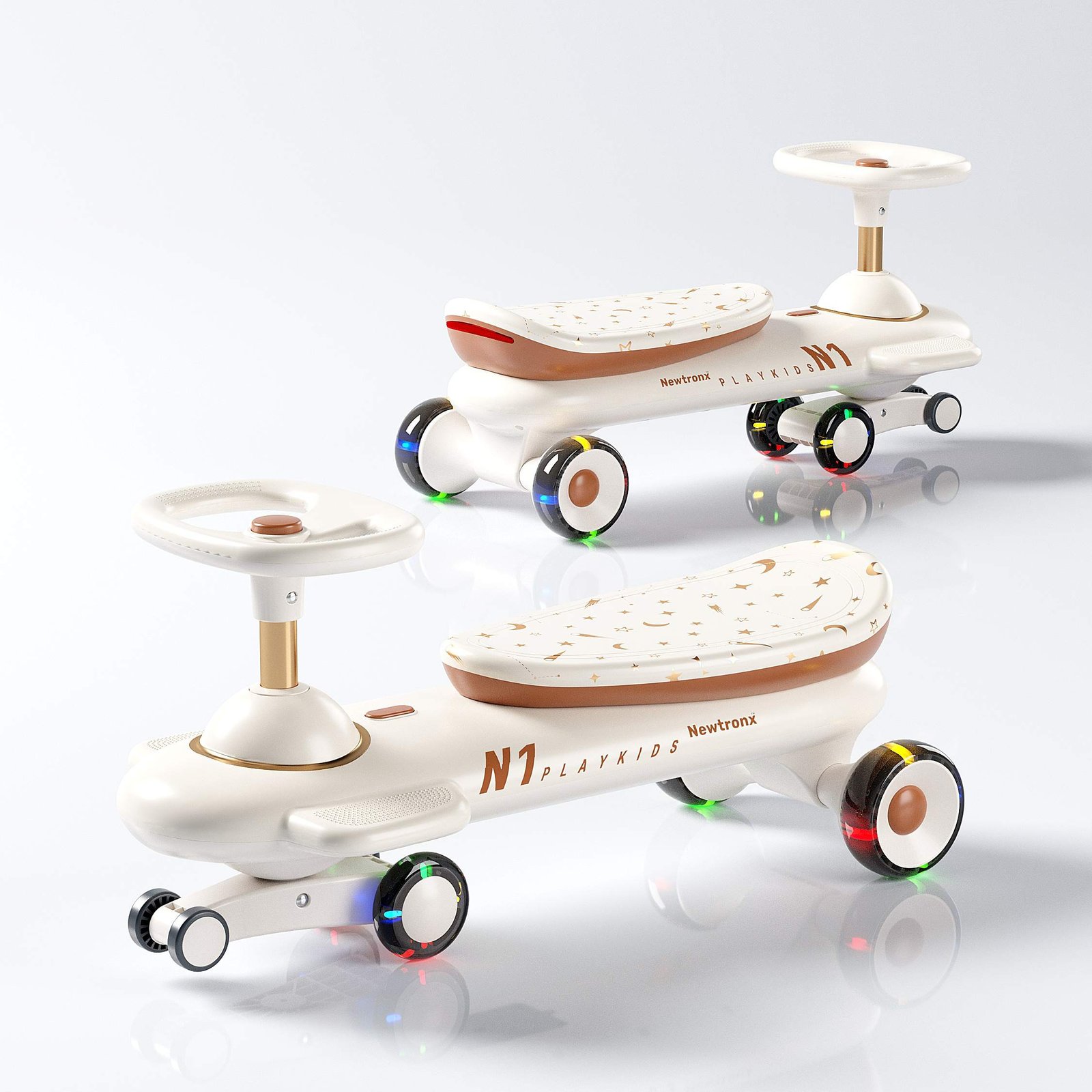 Luna White Star Cruiser Swing Car | Magical Ride-on Toy for Kids